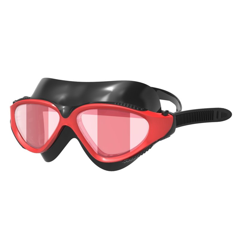 Máscara anti duplicada rojo de la nadada de las gafas de la natación de la niebla, lente granangular de la curva