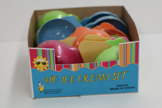 Insieme di plastica della ciotola del gelato, servizio del gelato messo con colore su ordinazione