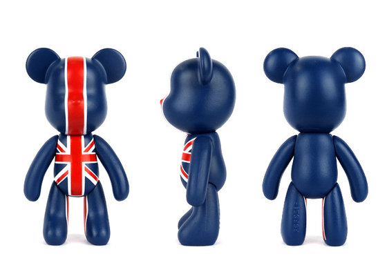 a 3 pollici/raccolta decorativa dell'orso PVC di 8.2CM dei giocattoli di progettazione BRITANNICA sveglia della bandiera