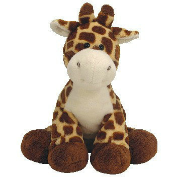 Giocattoli adorabili dell'animale farcito della giraffa di Brown che si siedono e che stanno posa