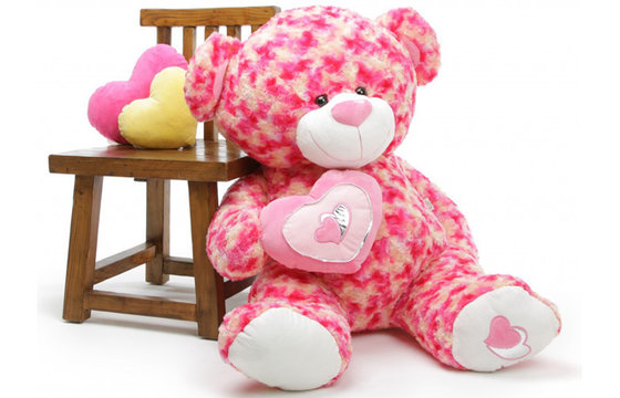 Il festival sveglio della bella ragazza gioca l'orsacchiotto farcito della peluche di tessuto molle eccellente
