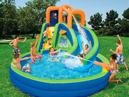 jouets gonflables de l'eau de bâche de PVC de 0.9mm, glissière d'eau géante de famille de piscine