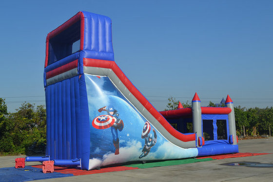 Le château gonflable de parc d'attractions glisse ignifuge unique coloré
