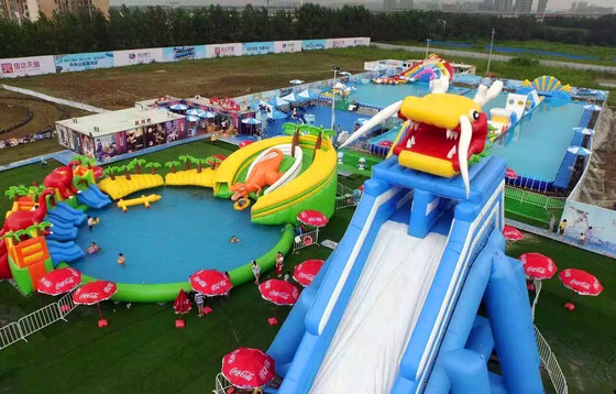 Longue rampe de sports de l'eau superbe gonflable gonflable bleue de jeux pour le jeu extérieur
