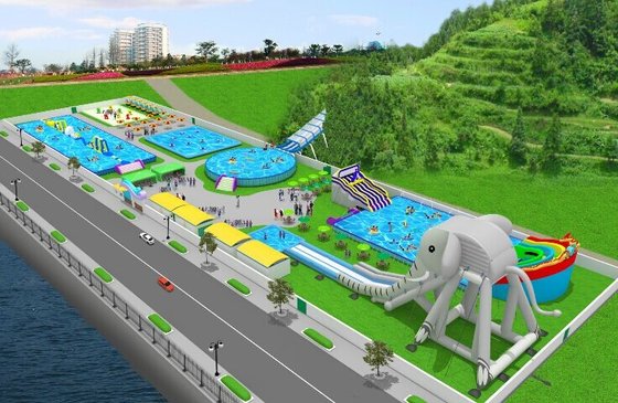 Le matériel de PVC a adapté les produits/jeux aux besoins du client gonflables de parc aquatique pour extérieur