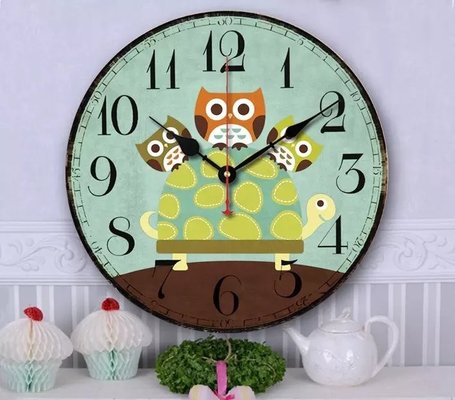 2016 Top Fashion 12in Europe antique style Creative Round Wooden digital decorative wall