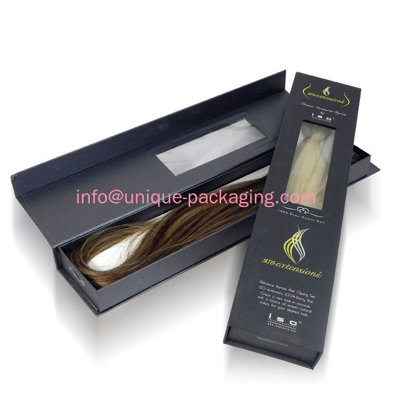 Color Print Matte Lamination Clear Window Hair Extension Chipboard Packaging Box