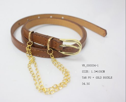 Tan Navy Leopard Cloth PU Belts , sewing belts gold Chain For girls