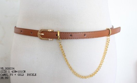 Tan Navy Leopard Cloth PU Belts , sewing belts gold Chain For girls