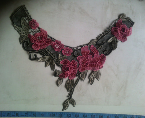 16'' lady  dress Cotton Nylon Lace Fabric , cotton lace collar