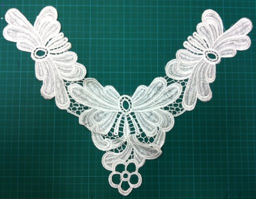 White Butterfly pattern Clothing Motif / Girl Embroidery cotton collar