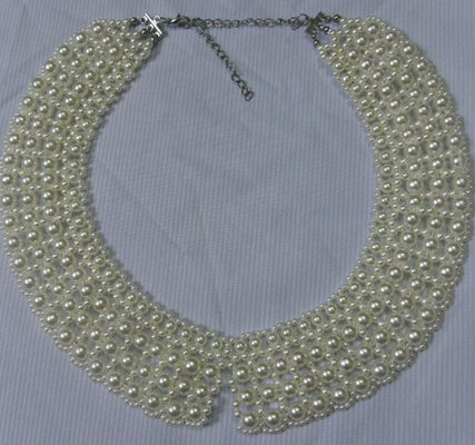 Handmade round pearl bead collar , Sweet Style with chain and lobster clips