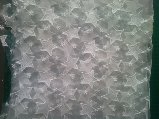 Pentagram Qmilch organza embroidered Lace Fabric , star lace fabric