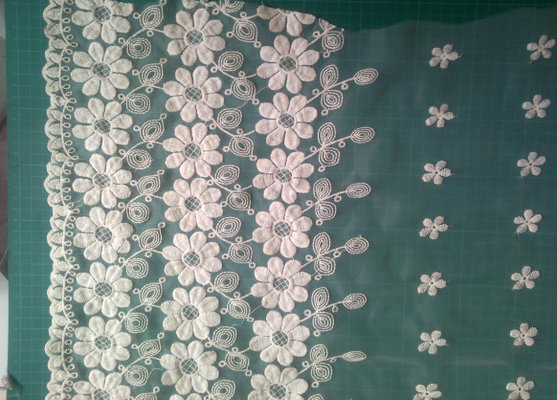Wedding Cotton Clothing embroidered flower lace fabric , Party dress Mesh