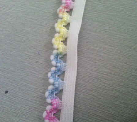 Multicolor white Fancy Lace Elastic Webbing for luggage / clothing 1.3cm