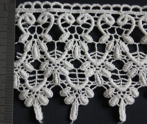 Flower Cotton Water Soluble Lace Trimmings 8cm Off White And Nature Color