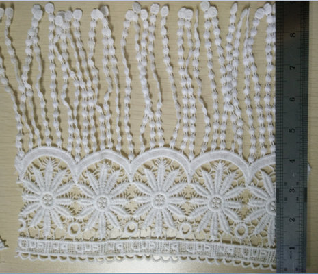 Soft Fringe Decorative Black / White Lace Trim with Milk Poly
