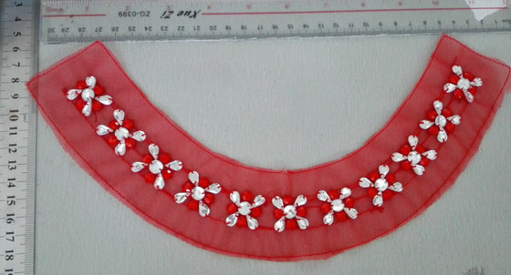 Eco friendly Red Flower Beaded Collar Necklace Handmade Customized