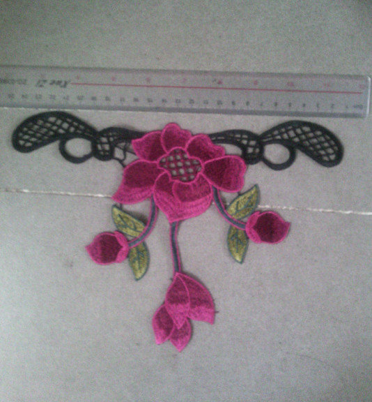 Pink Water soluber Embroidery collar pattern for garment accessory