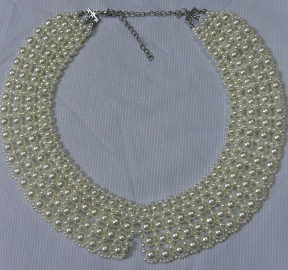 Handmade round pearl bead collar , Sweet Style with chain and lobster clips