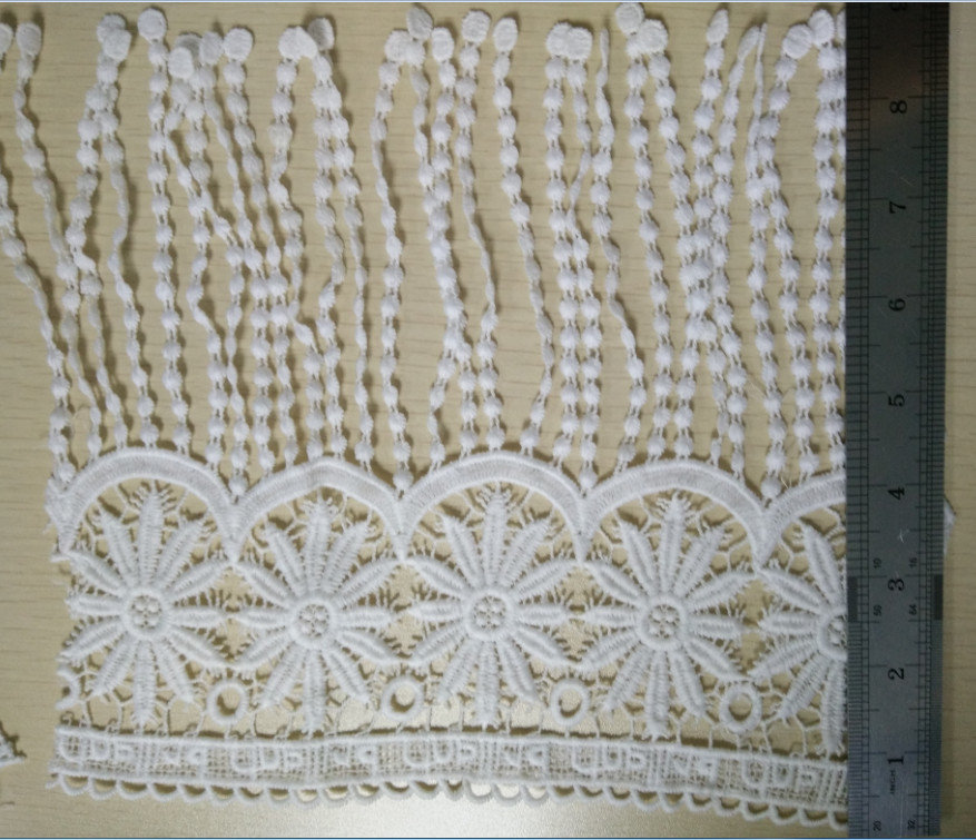 Soft Fringe Decorative Black / White Lace Trim with Milk Poly