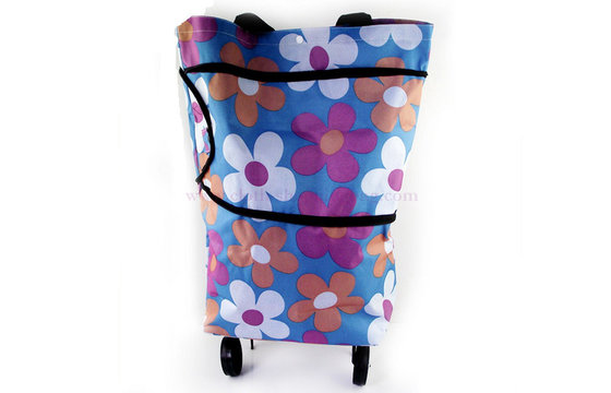 Convenient for life  foldable trolley shopping bag with two wheels