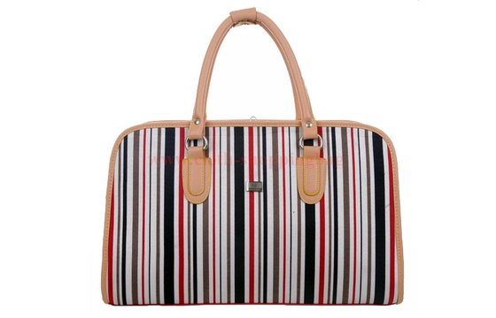 Customized striped cloth travel bags with lining for lady , large internal capacity