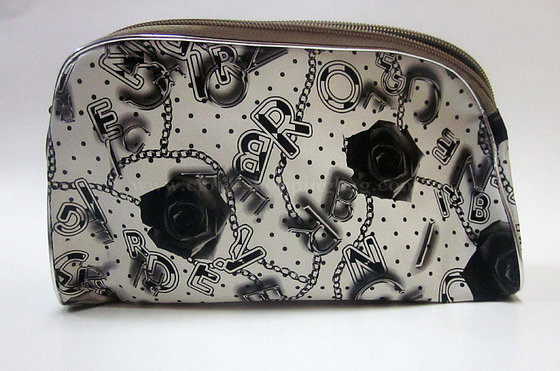 Black rose travel cosmetic bag toiletry organizer with zipper