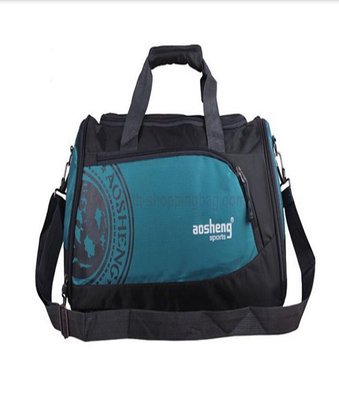 Logo - printing blue nylon shoulder bag for business travel middle size
