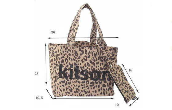 Leopard printing patern folding Cloth shopping bag with cosmetic pouch inside