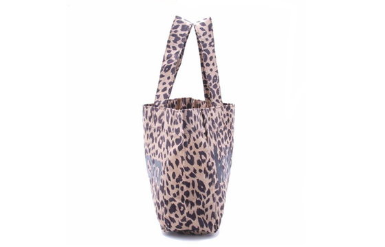 Leopard printing patern folding Cloth shopping bag with cosmetic pouch inside