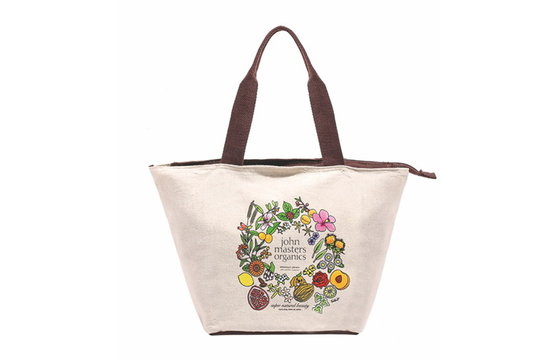 Environmental Canvas material Cloth shopping handbag with zipper / logo printed