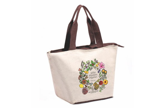 Environmental Canvas material Cloth shopping handbag with zipper / logo printed