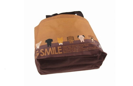 Durable lady ' s cloth polyester shopping shoulder bag with cartoon pattern