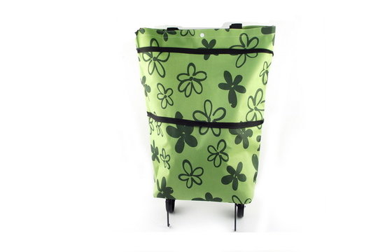 Blue color exhibition foldable trolley shopping bag for collecting samples