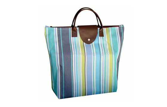 Customized durable waterproof stripe oxford tote bag reusable for travel