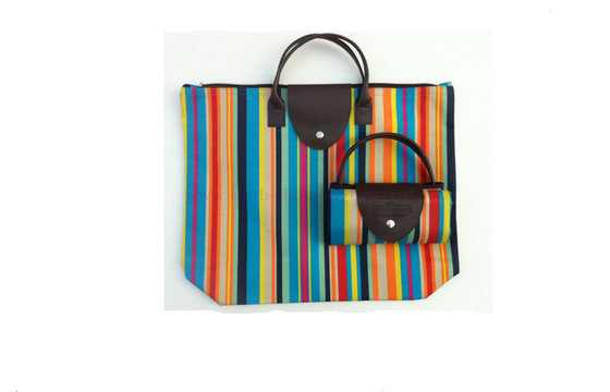 Customized durable waterproof stripe oxford tote bag reusable for travel