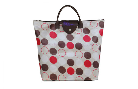 Lightweight foldable female oxford tote bag with round handle