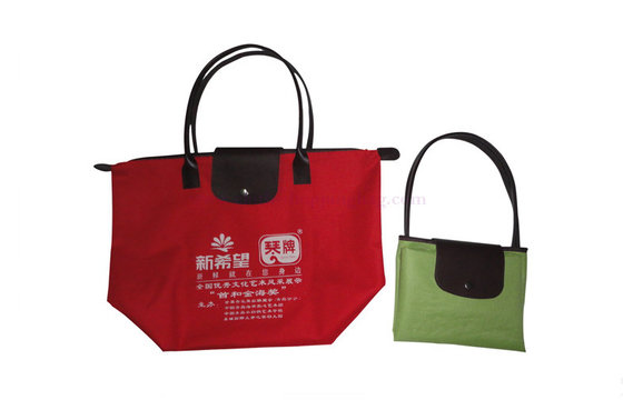 Promotional Red / green foldable oxford tote shopping bag for supermarket