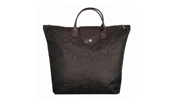 Large brown foldable oxford tote bag with silk screen printing