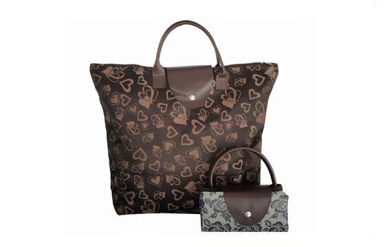 Reusable folding oxford tote bag for travelling with silk screen priting