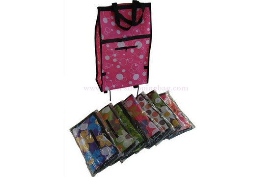 Printable zippered foldable trolley shopping bag esay carrying