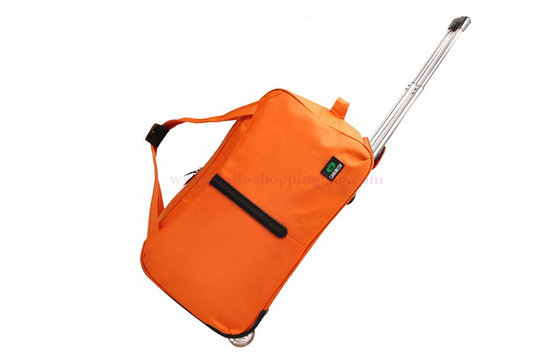 Orange Oxford Fabric Roller Gear Bags , Travel Trolley Duffel Bags For Women
