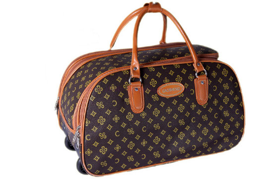 Customized PU leather roller luggage bags , businessmen suitcase trolley bag