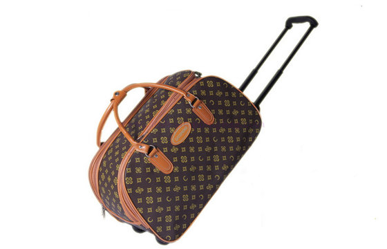 Customized PU leather roller luggage bags , businessmen suitcase trolley bag