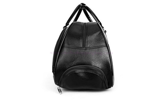 Black PU leather trolley travel bag , businessmen wheeled luggage bags