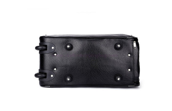 Black PU leather trolley travel bag , businessmen wheeled luggage bags