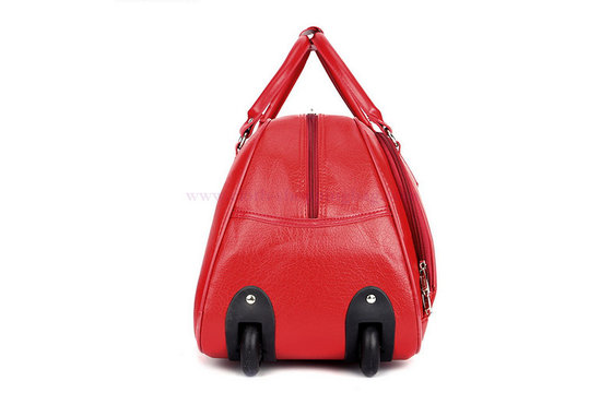 Customized Retractable pull handle red roller gear bag with a zipper