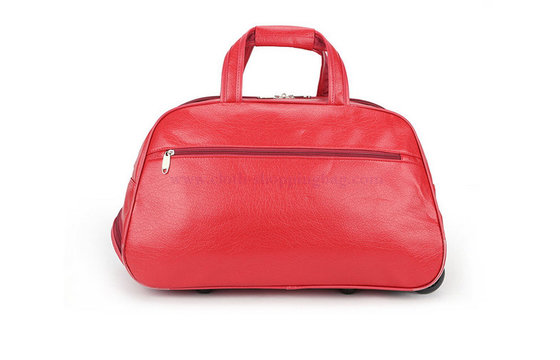 Red ladies trolley travel bags wheeled luggage with retractable handle