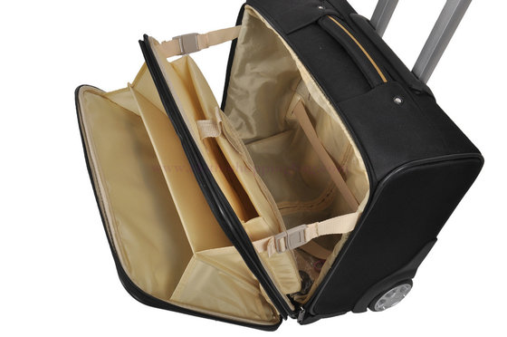 Durable 17 inch nylon roller luggage bags with pocket , built - in caster